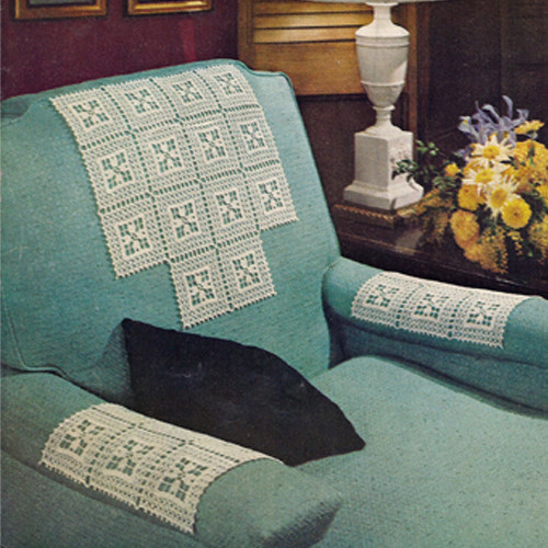 Easy Floral Square Crochet Chair Set Cloth Pattern