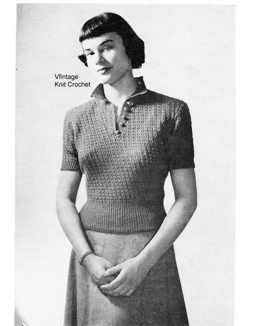 Eyelet Sweater Knitting Pattern, Short Sleeves