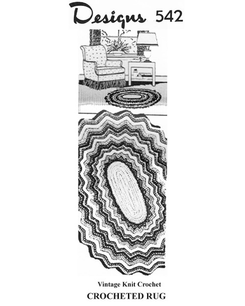 Crochet Oval Ripple Rug Pattern, Mail Order 542, Laura Wheeler