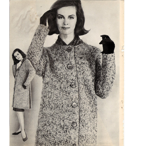 Back Pleated Coat Knitting Pattern, S-M-L