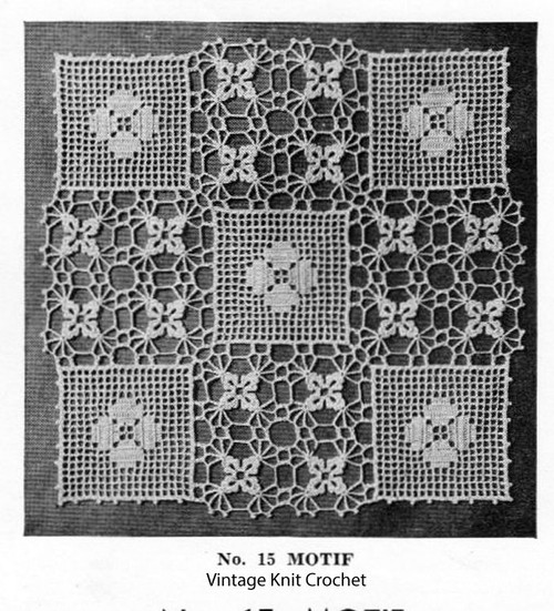Crocheted Clover and Lace Block Motif Pattern for Spreads and Cloths