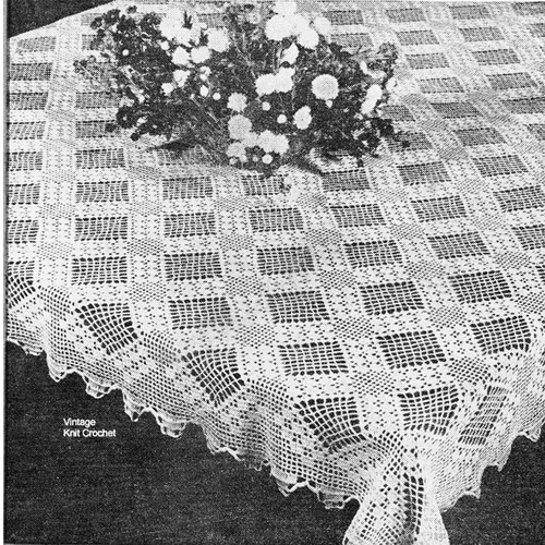 Diamond Medallion Filet Crochet Tablecloth Bedspread Pattern