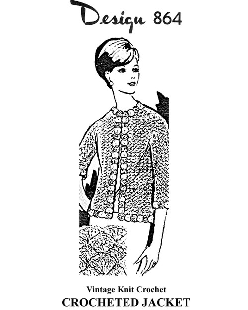 Womans Crochet Chanel Jacket Pattern in Shell Stitch, Design 864