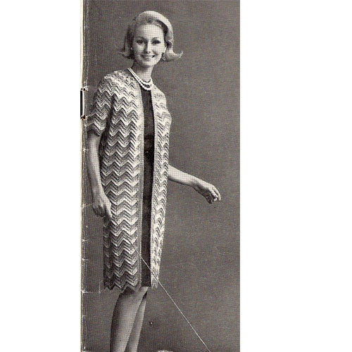 Crochet Ripple Coat Pattern Short Sleeve Knee Length