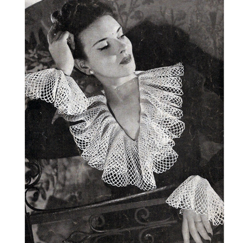 Frill Ruffled Collar Cuffs Crochet Pattern Set