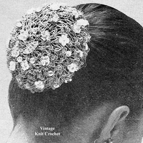 Vintage Crochet Hair Chignon Cap Pattern, Vintage 1950s
