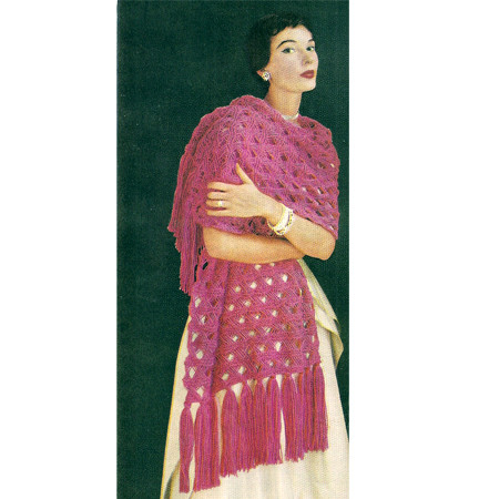 Knitted Stole PDF Pattern, 20 x 72 is vintage 1950s