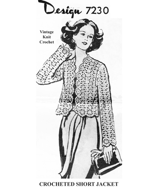 Crochet Short Lace Jacket Pattern Mail Order Design 7230