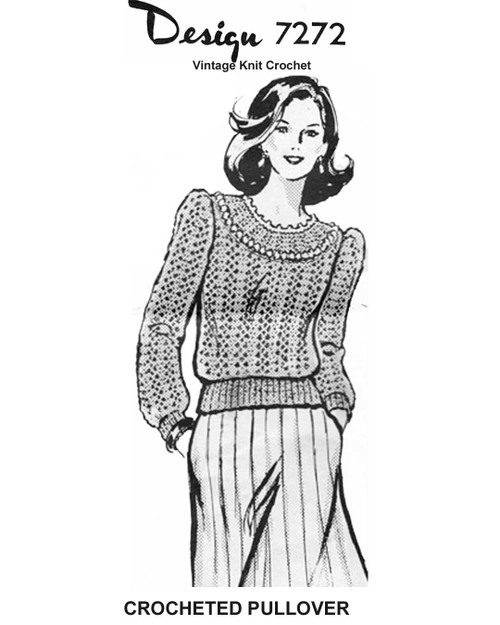Crochet openwork pullover blouse pattern, Alice Brooks 7272