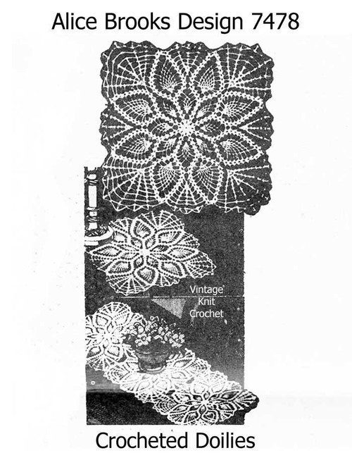 Crochet Pineapple Square Pattern Tablecloth Runner Doily Alice