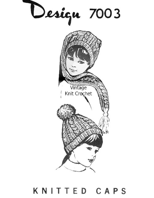 Childs Knitted Stocking Beanie Cap Pattern, Design 7003 Alice Brooks