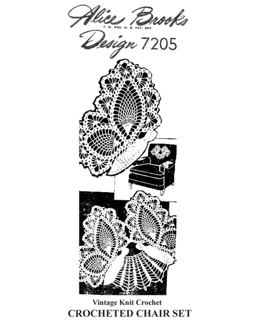 Vintage Butterfly Crochet Pattern Chair Set Design 7205 Alice Brooks