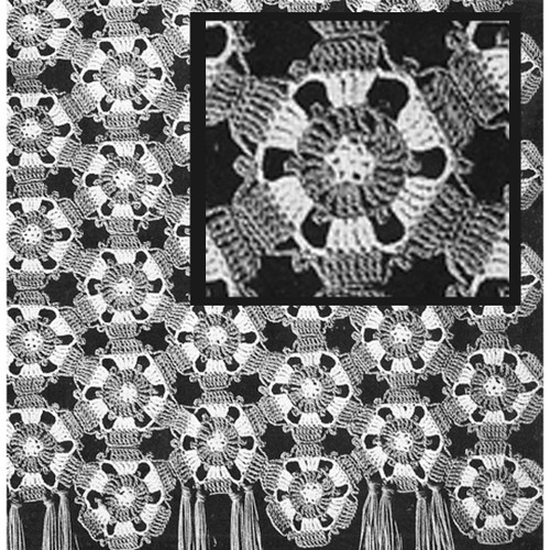 Vintage Crochet Wheel Motif Pattern, 2-1/4 inch Medallion