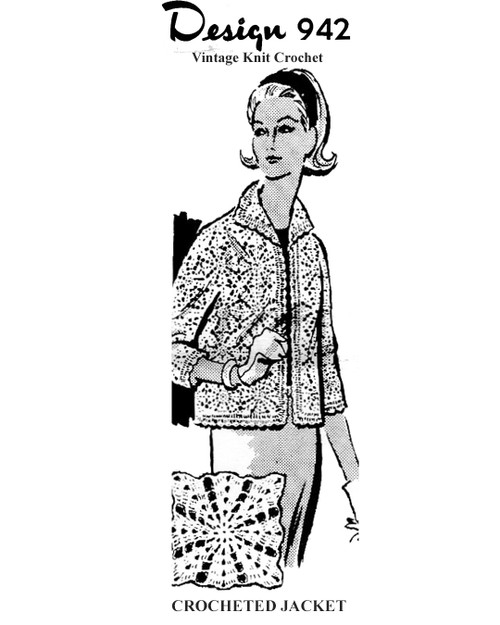 Crochet Jacket Pattern In Lace Squares Mail Order Design 942 Laura Wheeler