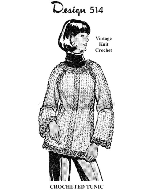 Easy Crochet Tunic Pattern Long Sleeve Mail Order Design 514 Laura Wheeler