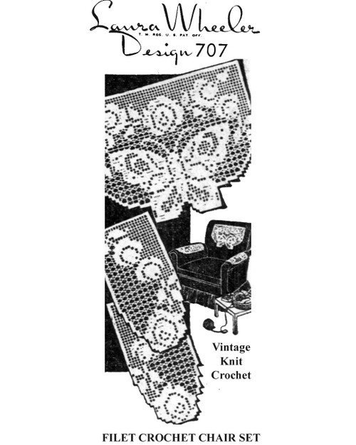 Butterfly Filet Crochet Chair Set Pattern, American Weekly 3697
