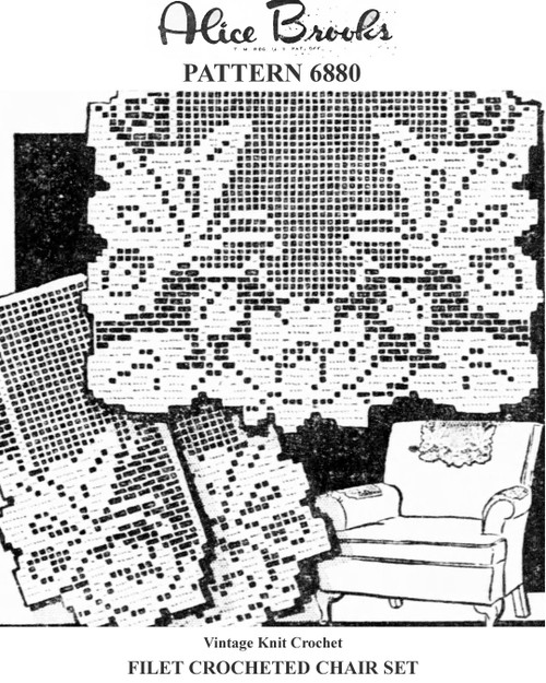 Filet Crochet Butterfly Waterlily Chair Doily Pattern Set Alice Brooks