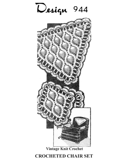 Vintage crochet chair doily pattern , pineapple motif in triangle shape ...
