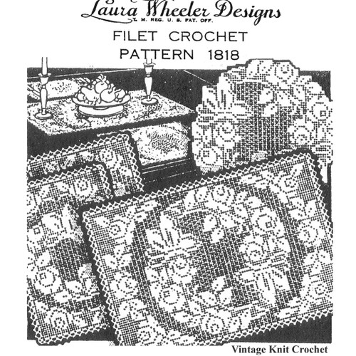 Filet Crochet Butterfly Doily Mats Pattern Oblong Round Laura Wheeler