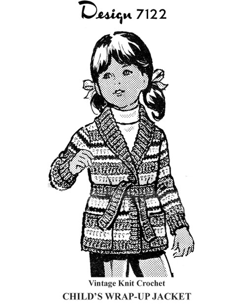 Girls Crochet Jacket Pattern, Stripe Wrap Size 4 - 10 Mail Order Design ...