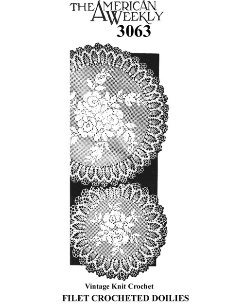 Filet Crochet Rose Doilies Pattern With Pineapple Border Mail Order