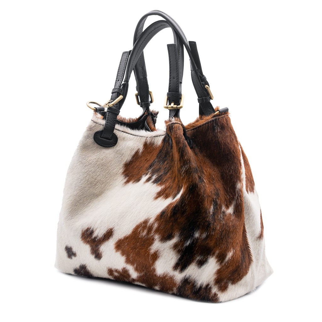 Borsa animalier stampa mucca effetto cavallino. Spedizione gratis