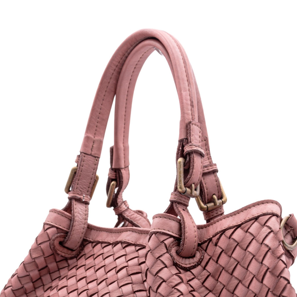 Borsa intrecciata in pelle morbida con tracolla. Spedizione Gratis 24h