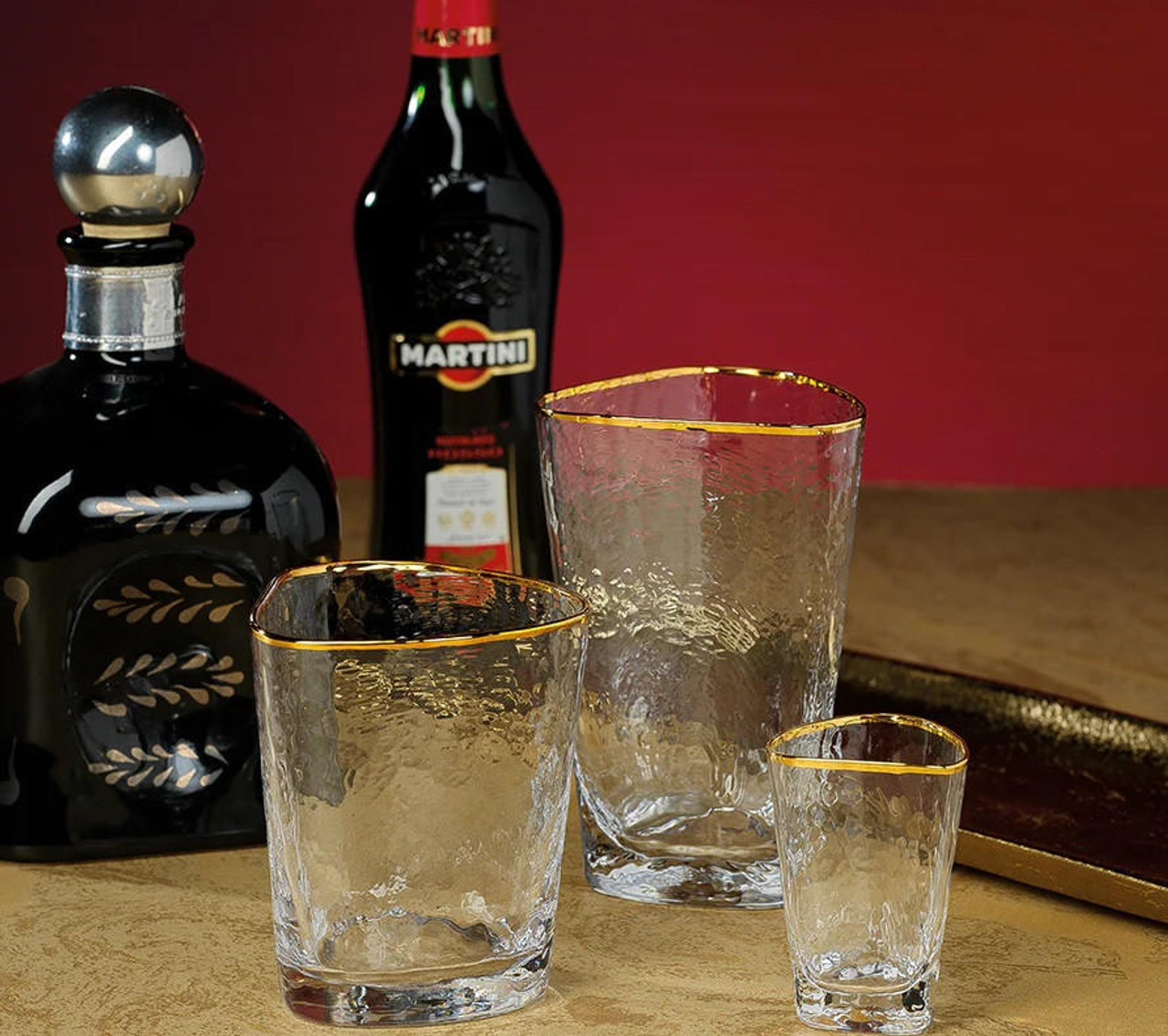 Aperitivo Double Old Fashioned Glass With Gold Rim Set