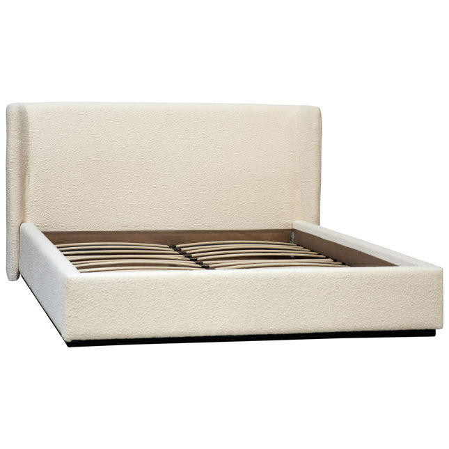 Bradley White Boucle Winged Upholstered Bed | Beds