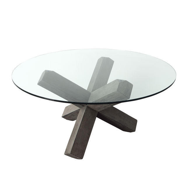 Jacks Round Reclaimed Pine Glass Top Dining Table | Dining Tables