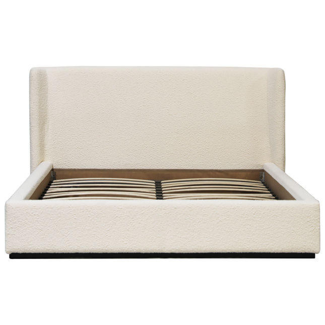 Bradley White Boucle Winged Upholstered Bed | Beds