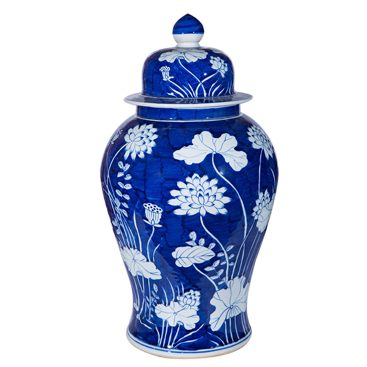 Blue Lotus Melon Jar | Decorative Vases and Temple Jars