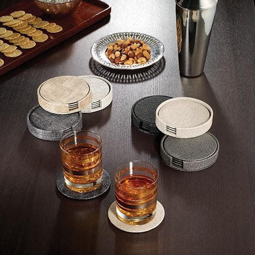 Luster Navy Boxed Coaster Set | Coasters