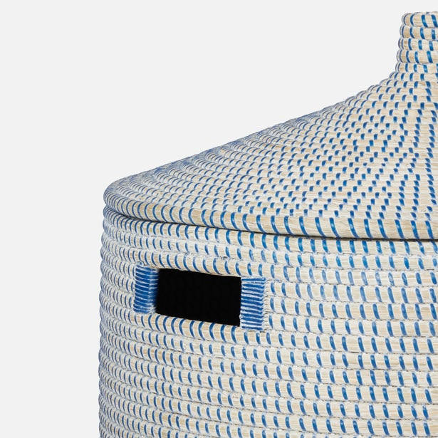 Roslyn Whitewashed & Navy Seagrass Hampers | Baskets and Storage