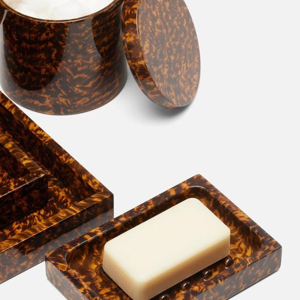 Carmel High-Gloss Faux Tortoise Soap Dish | Bathroom Accents