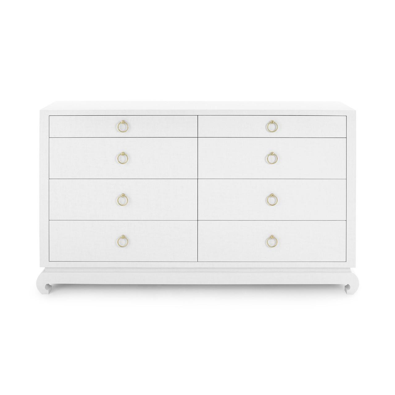 Ming Chiffon White Extra Large Eight Drawer Dresser | Furniture