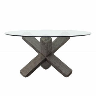 Jacks Round Reclaimed Pine Glass Top Dining Table | Dining Tables