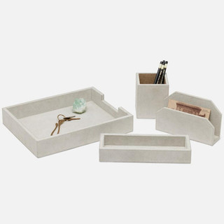 Segovia Dark Gray Suede Box Set | Office Accents
