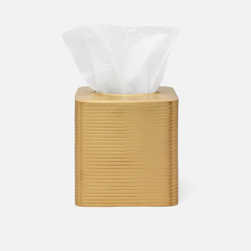 Adelaide Matte Gold Brass Tissue Box | Bathroom Accessories