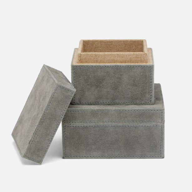 Segovia Dark Gray Suede Box Set | Office Accents