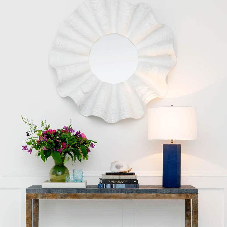 Ava White Shell Clamshell Mirror | Mirrors