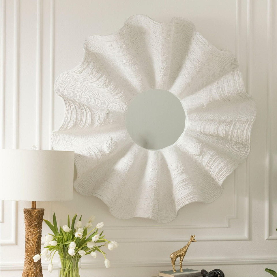 Ava White Shell Clamshell Mirror | Mirrors