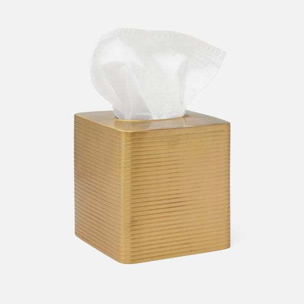 Adelaide Matte Gold Brass Tissue Box | Bathroom Accessories
