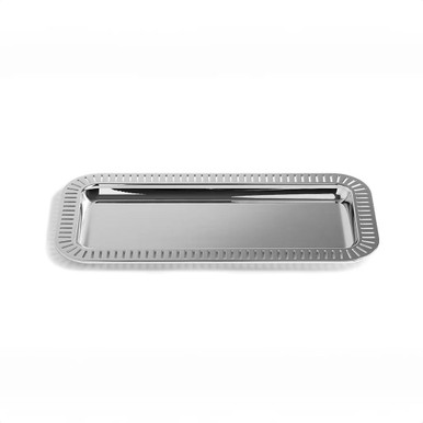 Striations Small Silver Rectangular Serving Tray | Serveware