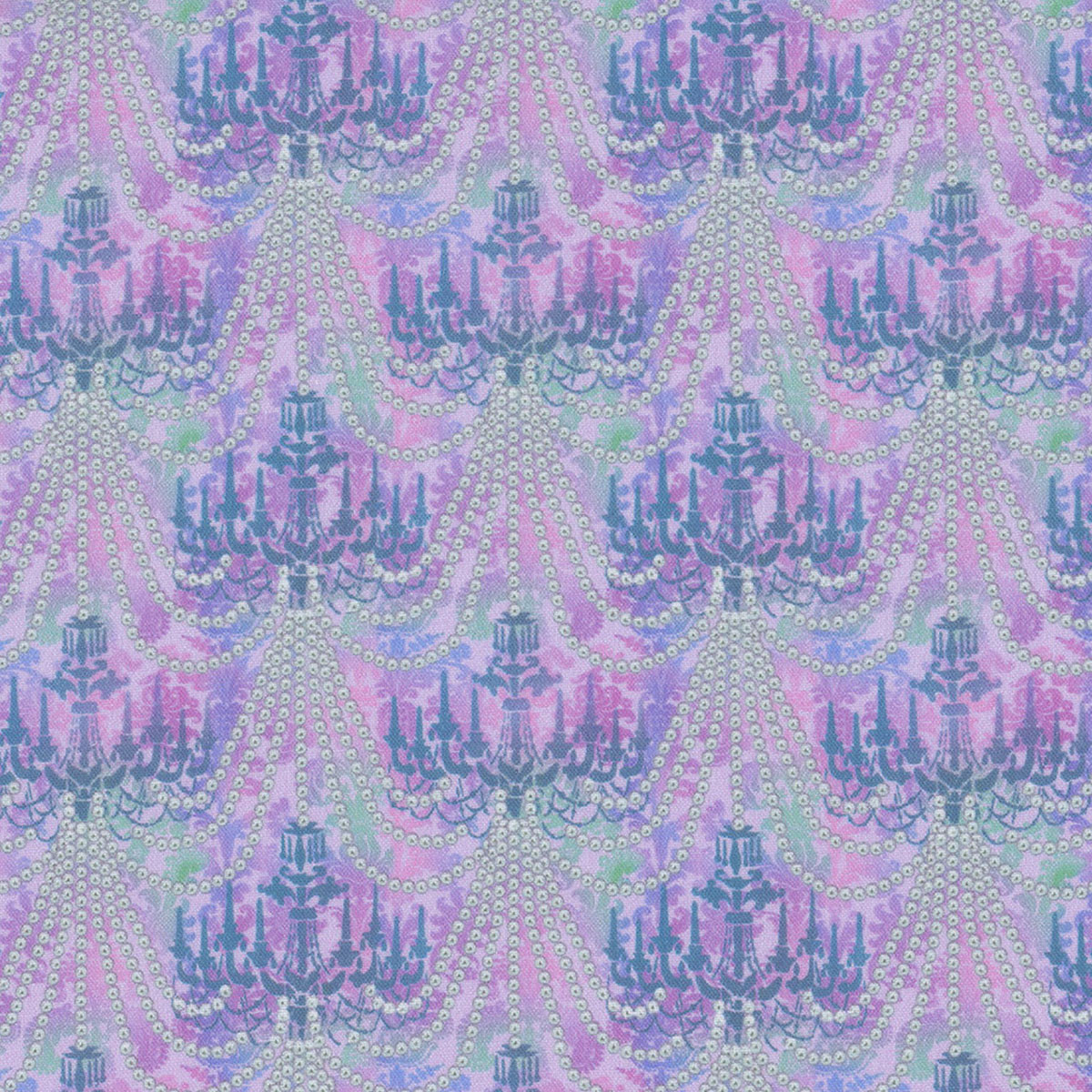 Sykel Fabrics Think Like A Queen Purple Gold Pearl Chandelier | Quilt ...