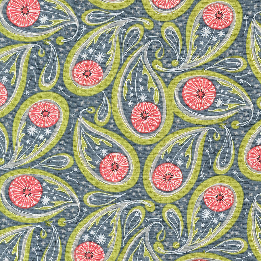 Moda Fabrics Dandi Duo Robin Pickens Dandelion Paisley Graphite | Quilt ...