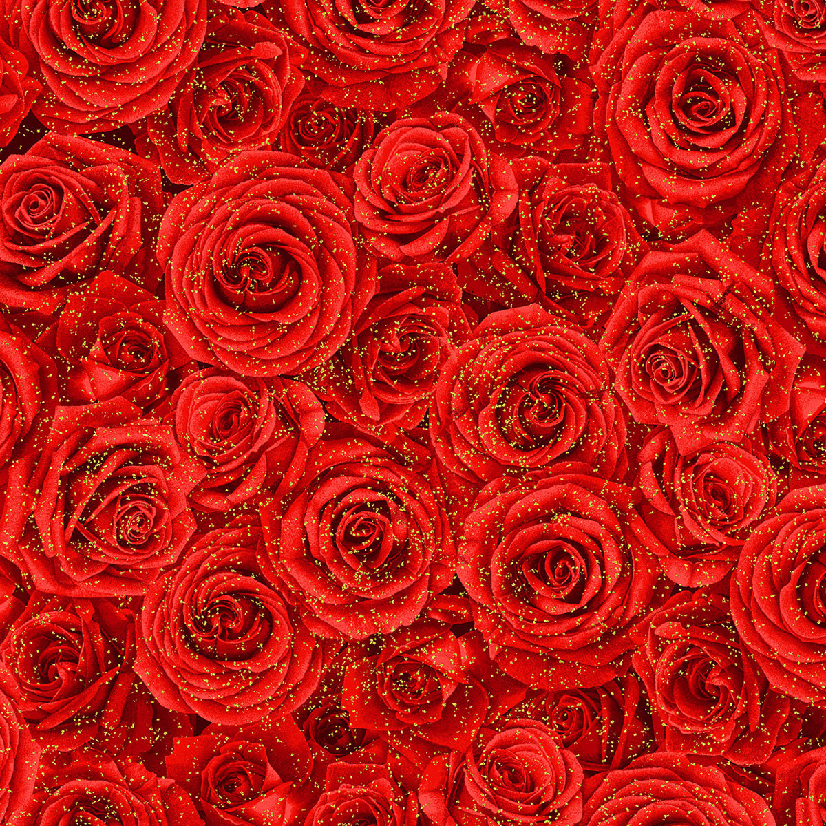 Timeless Treasures Fabrics Winter Rose Packed Red Metallic Roses Red ...