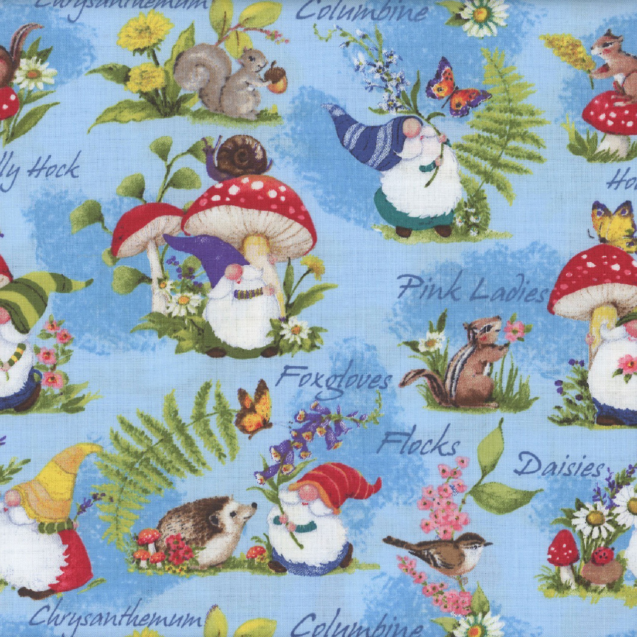 Wilmington Prints Gnome-Grown Susan Winget Mushrooms All Over Yelow ...