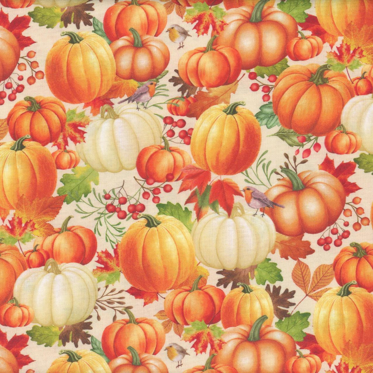 Timeless Treasures Fabrics Fall Festival Pumpkin Collage Orange ...