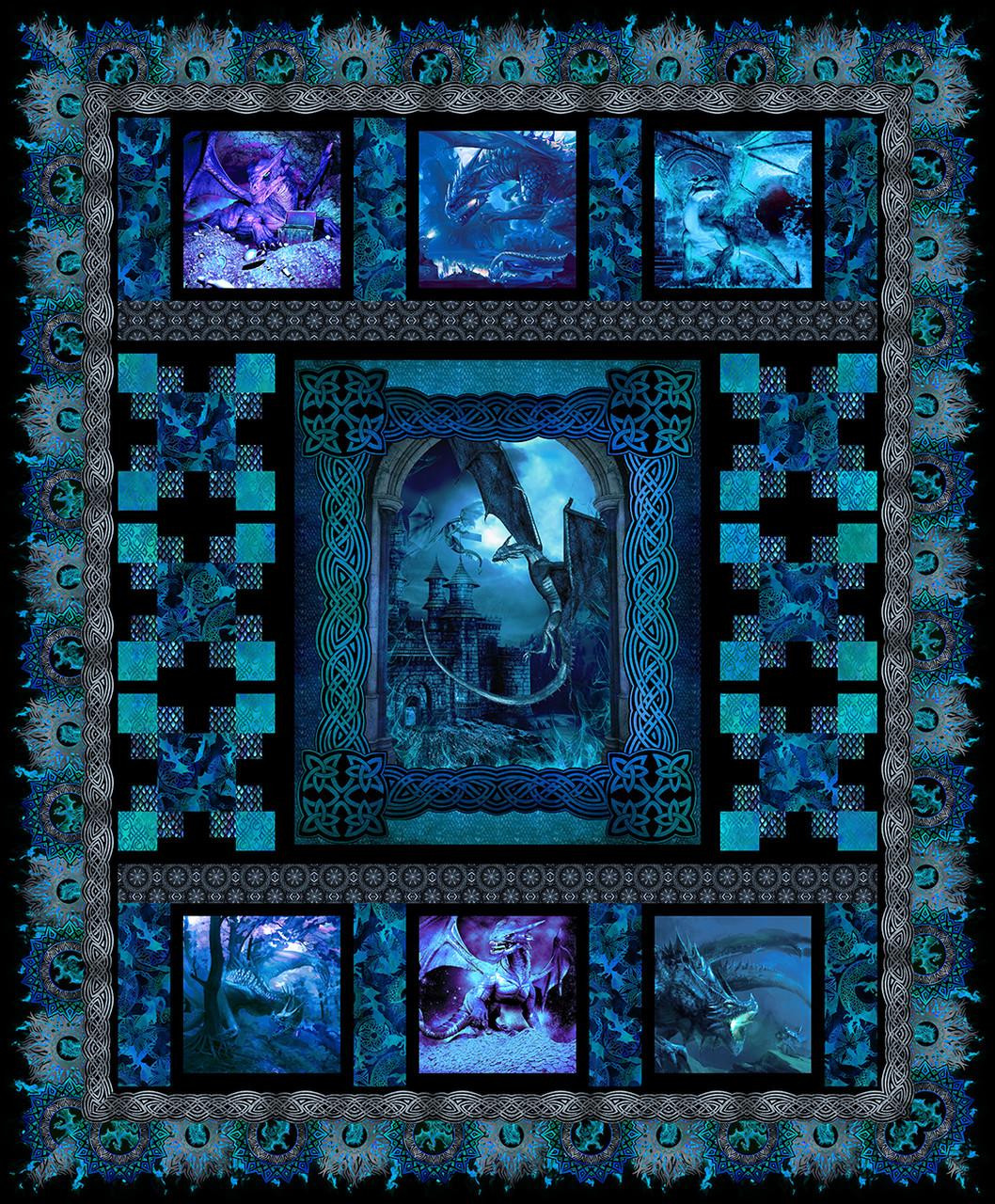 In The Beginning Fabrics Dragons Blue Fury Dragon Scales - Hancock's of ...
